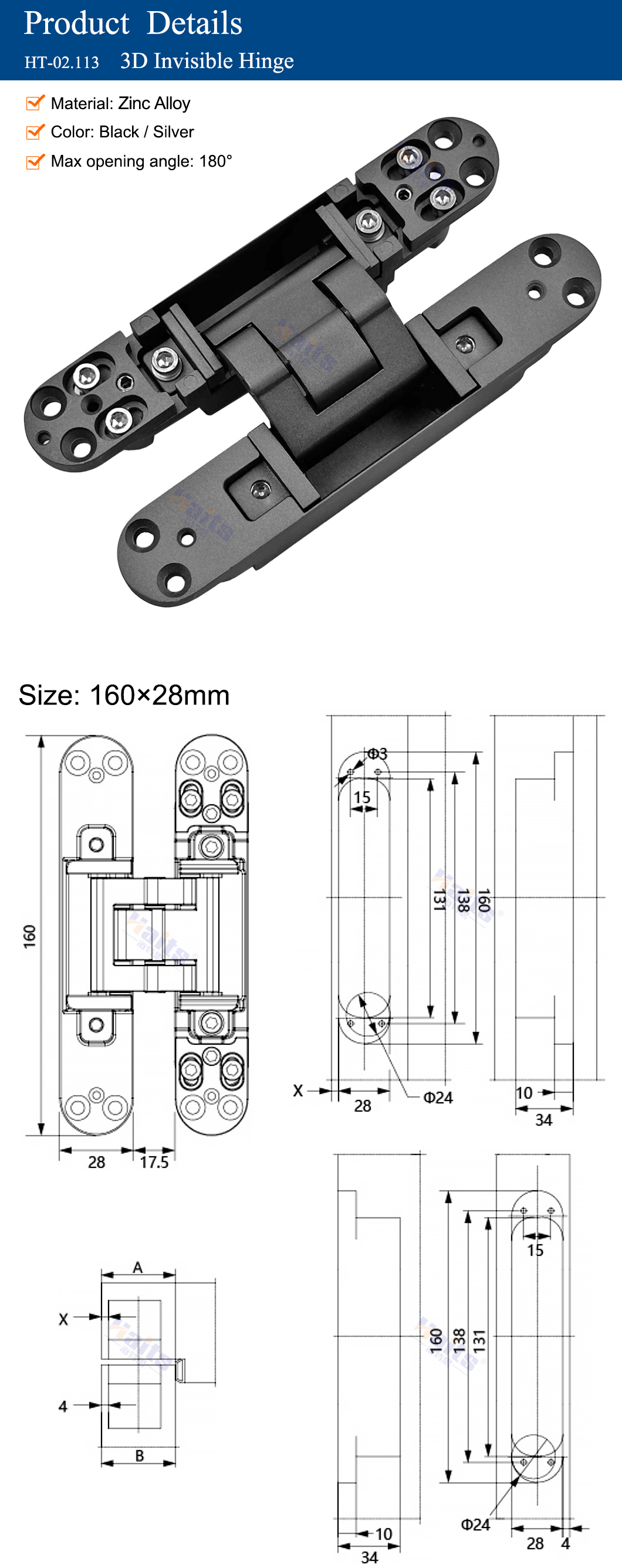 Cross hinges , Invisible hinges , Foldable hinge - Haits